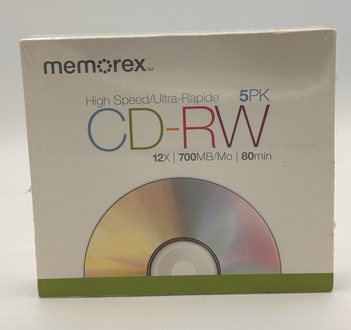 Memorex High Speed CD-RW Discs 5-Pack 12x 700MB 80 Min. Home PC Music ...