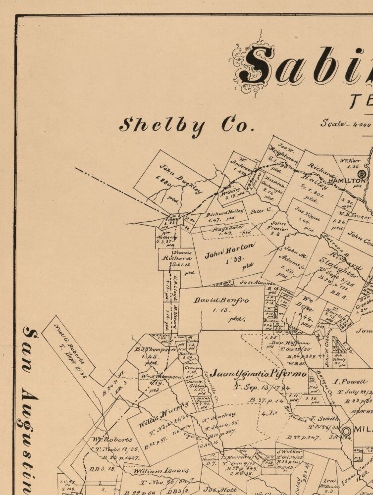Historic County Map - Sabine County Texas - Walsh 1879 - 23 x 30.55 | eBay