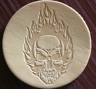 ACRYLIC Leather Embossing Stamp - SKULL FLAMES - for Veg Tanned Leather ...