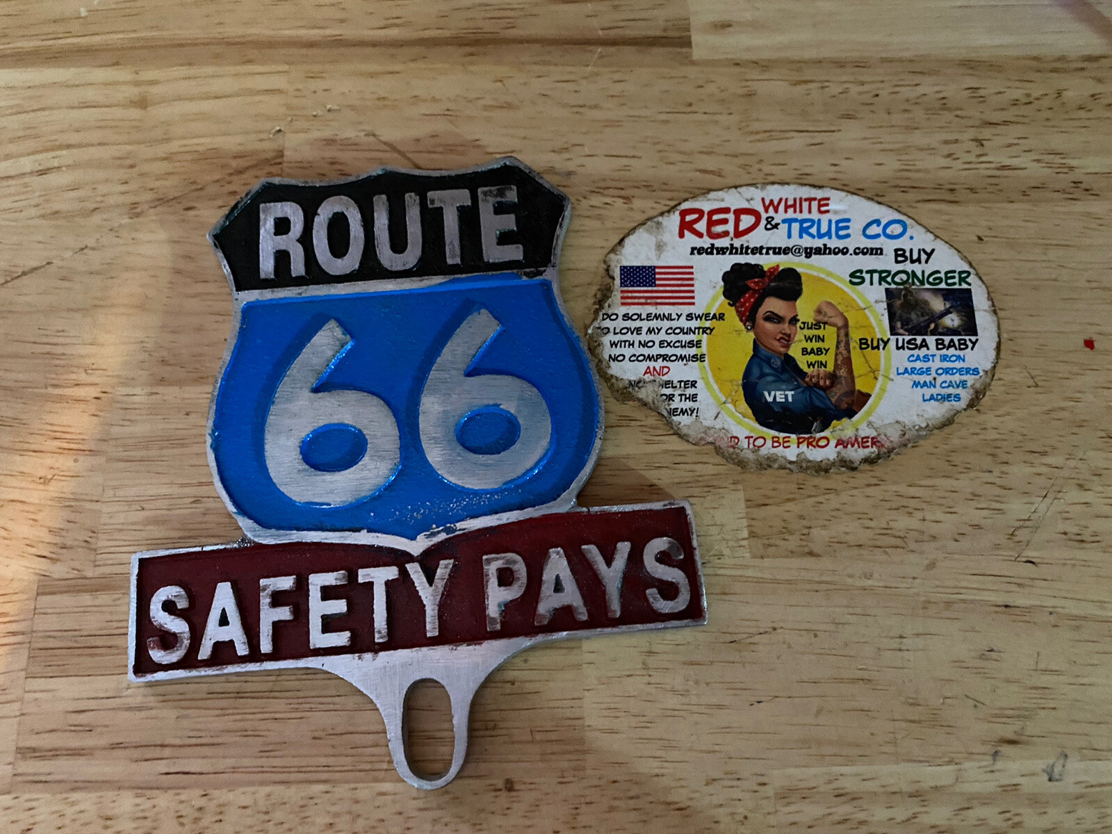 Route 66 Topper Frame SAFETY PAYS Auto License Plate Classic Car Auto ...