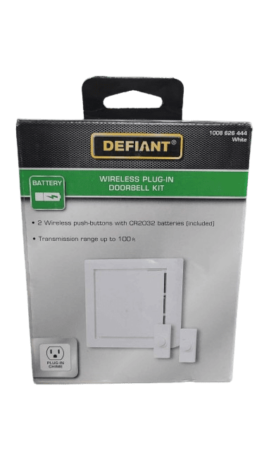 Defiant Wireless Plug-In Doorbell Kit with 2 Wireless Push Buttons in ...