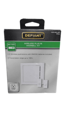 Defiant Wireless Plug-In Doorbell Kit with 2 Wireless Push Buttons in ...