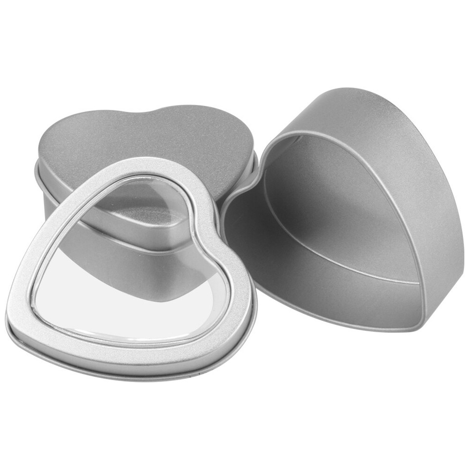 1/6/12x Small Heart Shaped Tin Can Metal Box Mints Candies Container ...