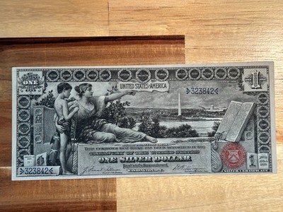 1896 $1 Dollar Educational Note Silver Certificate Crips Strong Ink FR ...