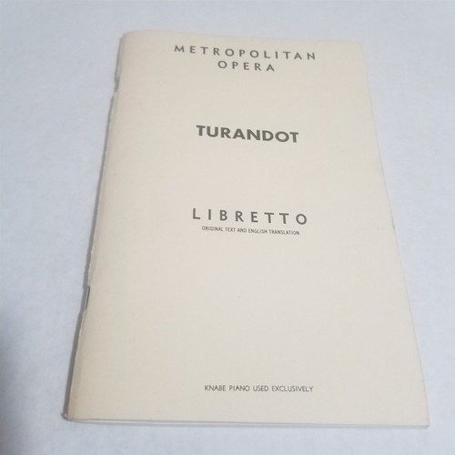 Turandot Giacomo Puccini Metropolitan Opera Libretto | eBay