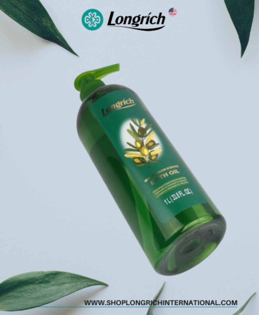Longrich Bath Oil Golden Olive Scented Bath Oil Cleansing/Moisturizing ...