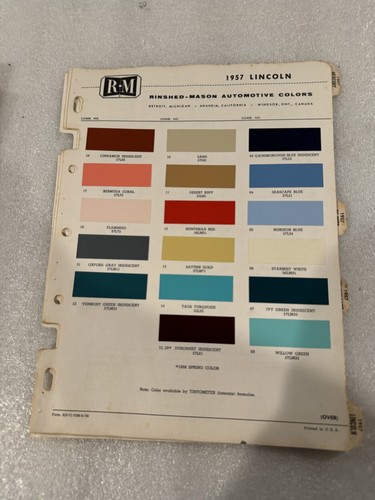 1957 STUDEBAKER/ PACKARD . PAINT CHIPS CHART. | eBay