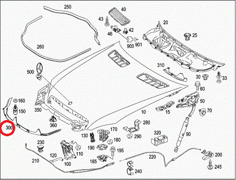 MERCEDES BENZ S W221 Front Bonnet Hood Guard A2218801005 Genuine for ...