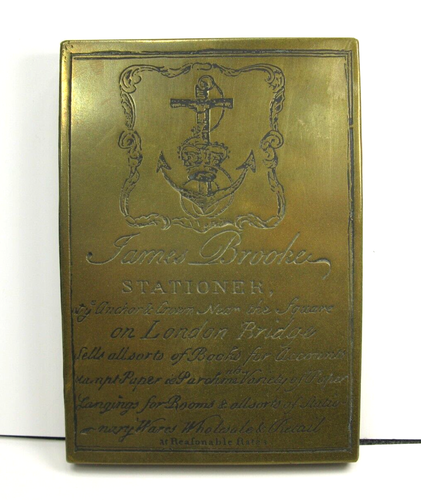 LONDON BRIDGE James Brooke Stationer Brass Advertising Paperweight c ...