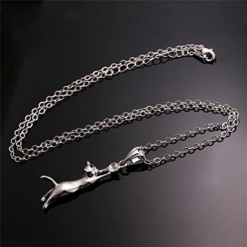Cute Hanging Kitty Cat Pendant Necklace for Cat Lovers with 20 Inch ...