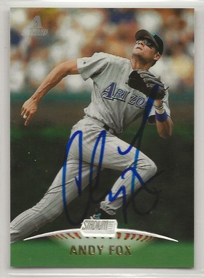 Andy Fox signed1999 Topps Stadium Club baseball card Arizona ...