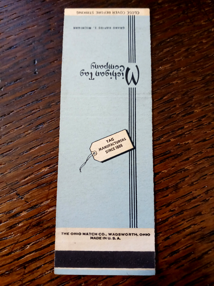 Vintage Matchbook: Michigan Tag Co, Grand Rapids, MI | eBay