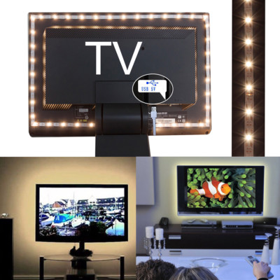 WOWLED 1M 2M 3M TV Backlight USB LED Light Strip Warm White,Flexible ...