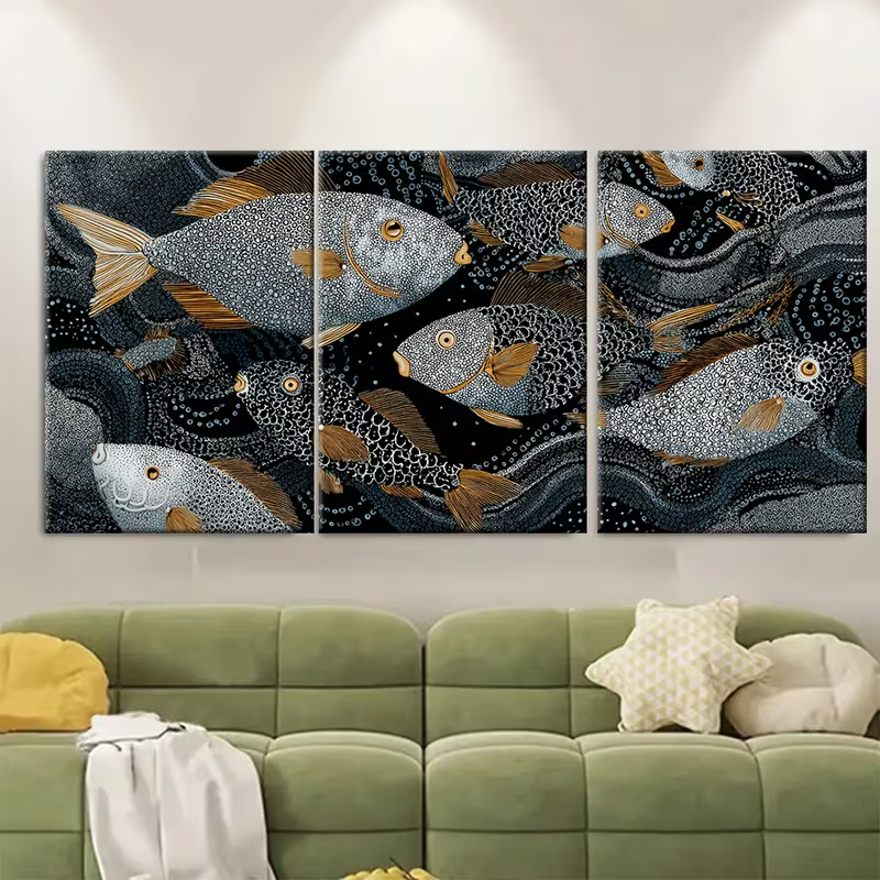 3pcs Abstract Fish Design Metal Print Ready to Hang Art | eBay