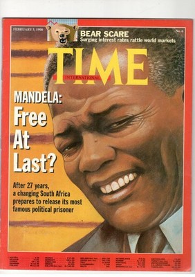 MANDELA NELSON FREE AT LAST? NEW PORTRAIT TIME 1990 magazine February 5 ...