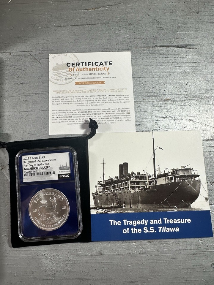 2025 1 oz Silver Krugerrand Struck From SS Tilawa Shipwreck Silver NGC ...