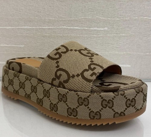 GUCCI Angelina logo-jacquard coated-canvas platform slides Size 40 | eBay