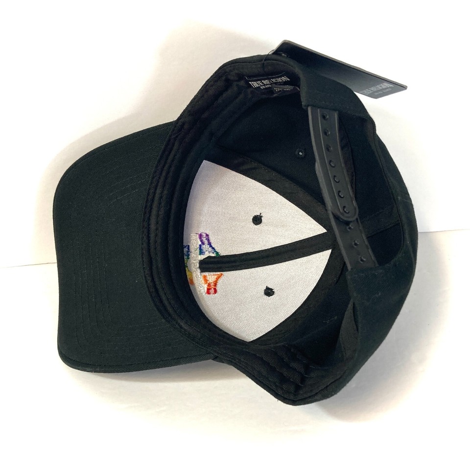 new$49 TRUE RELIGION HAT black rainbow logo structured curve bill ...