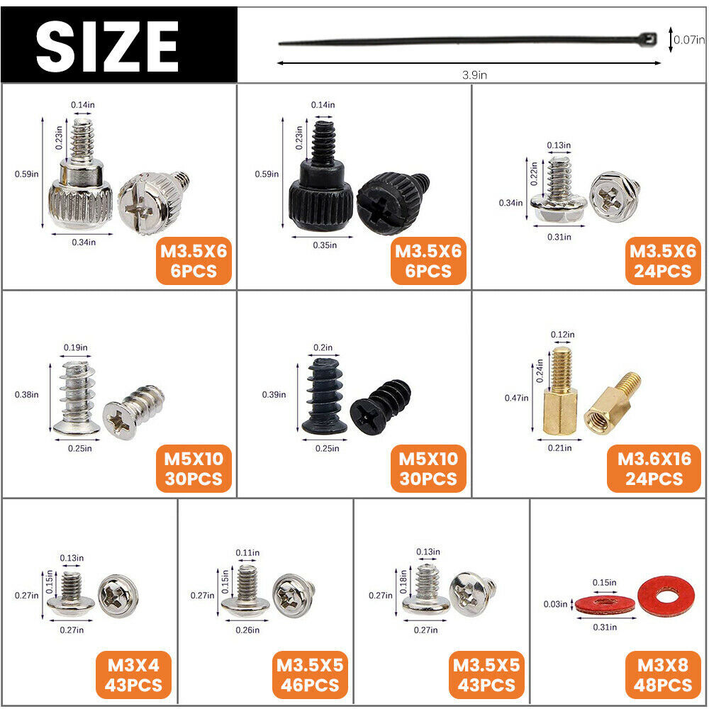 330PC Computer Screw Case Standoffs Assortment For Fan Hard Disk ...