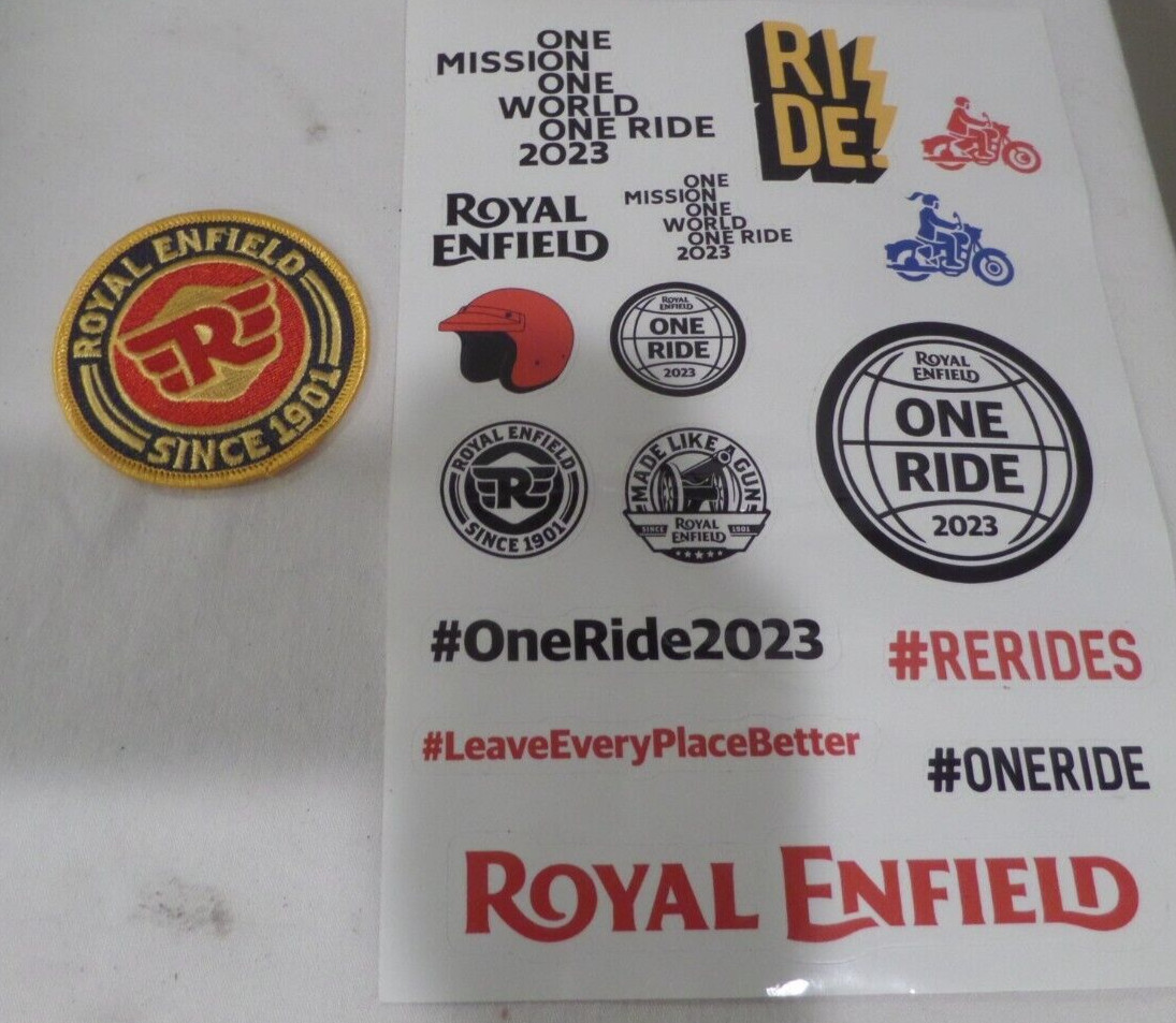 Royal Enfield Motorcycle Iron on patch & decal sticker set vintage vest ...