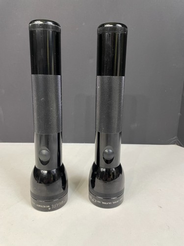 MAGLITE 2 "D" Cell Black 10" Flashlight ~ Lot of 2 ~ Early/mid 90s ...