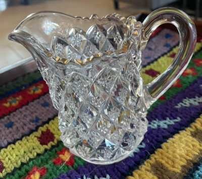 EAPG Imperial Glass Diamond block pitcher 5 3/4" high x 3 “ diameter ...