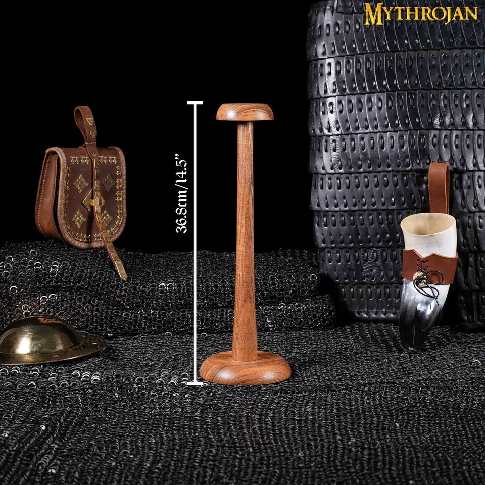 Wooden Helmet Stand for Medieval Head Armor Display Brown Wood Hat ...
