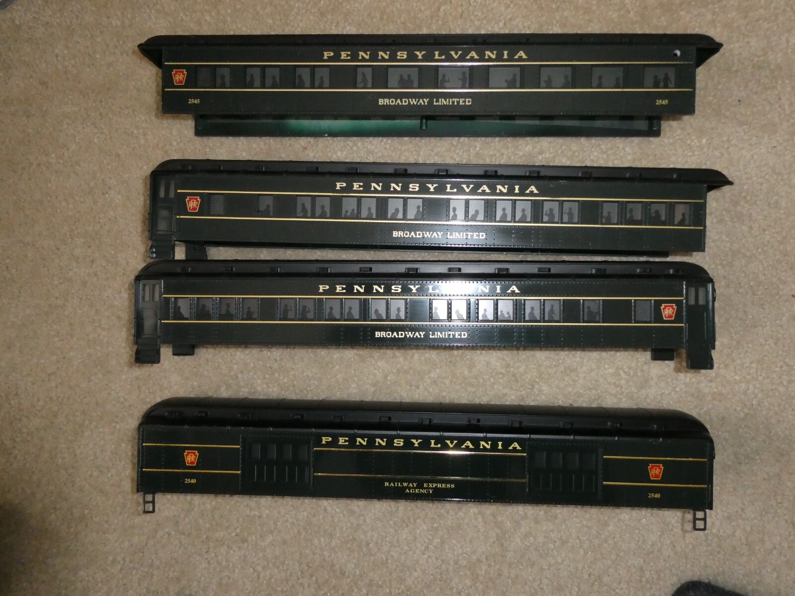 Lot of 4 Williams O Scale PRR Pennsylvania Passenger Car Bodies 17 ...