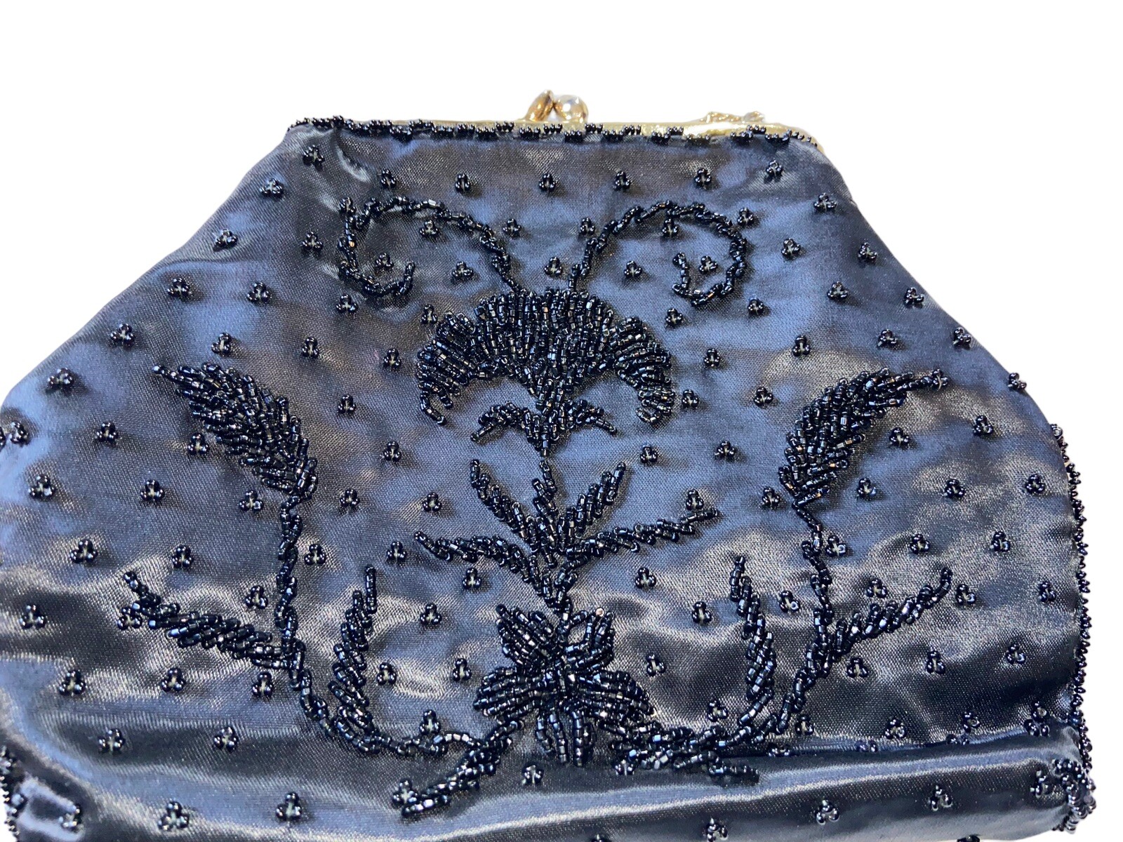 Vintage Samber Black Hand Beaded Made In Hongkong Gor… - Gem