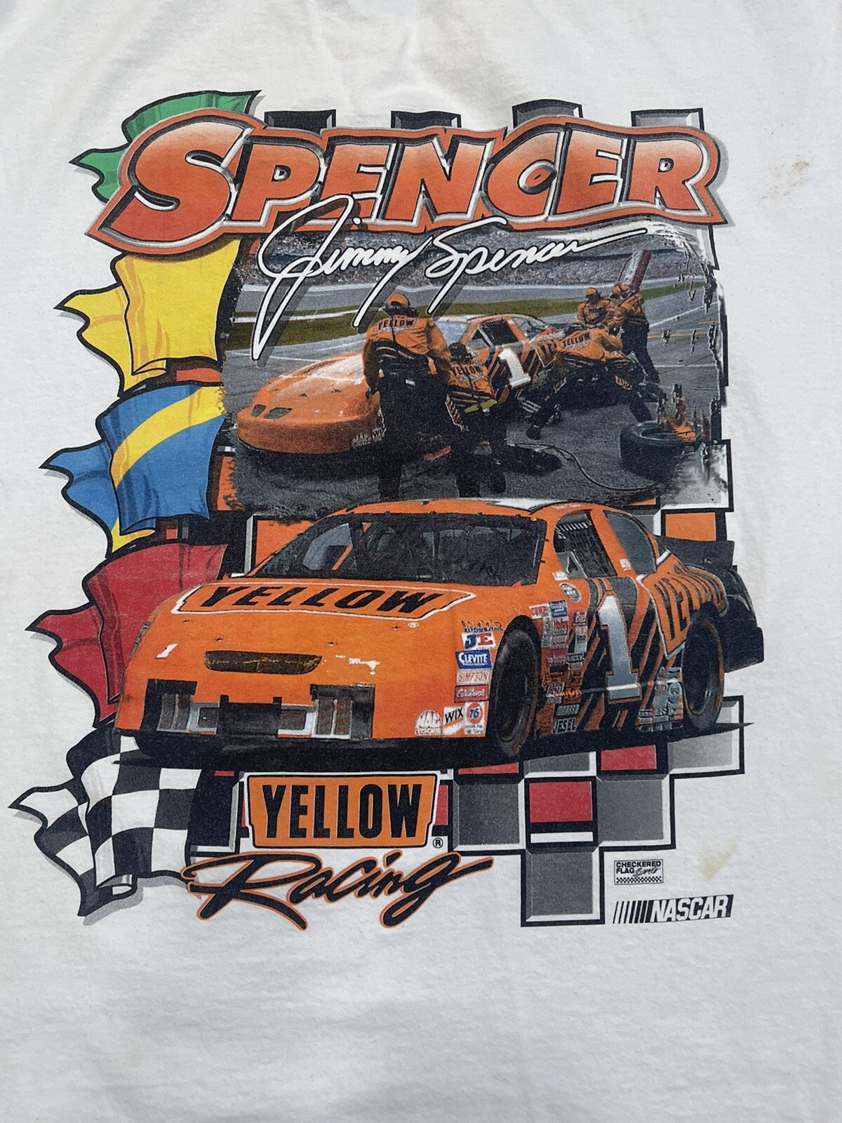 90s VTG Racing Nascar Jimmy Spencer Yellow Racing Sup… - Gem