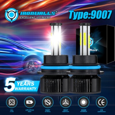 6-sides 9007 LED Headlights Bulbs Car Truck Kit High Low Beam 6500K ...