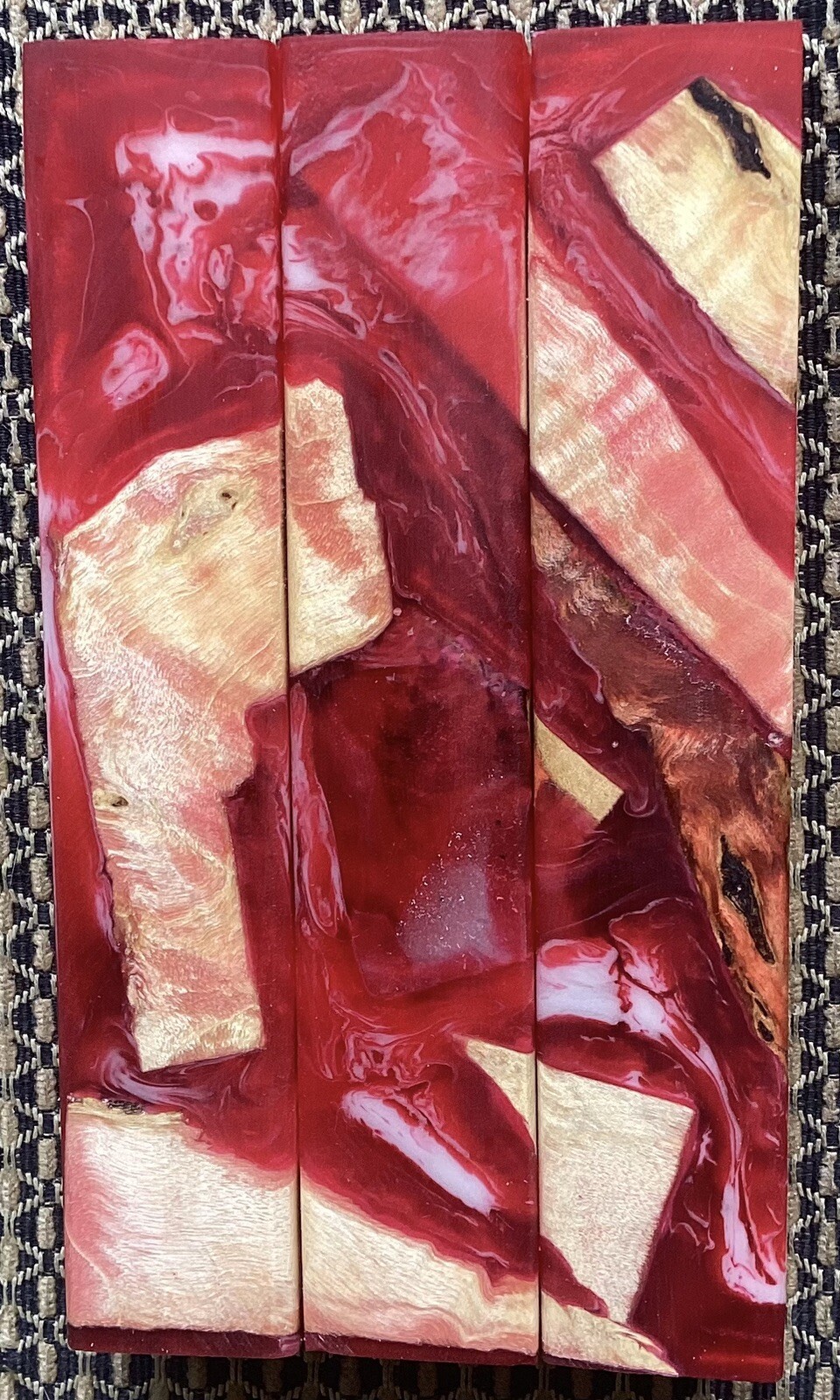 3 Pen Blanks Hybrid Hackberry Burl Wood Alumilite Red White | eBay