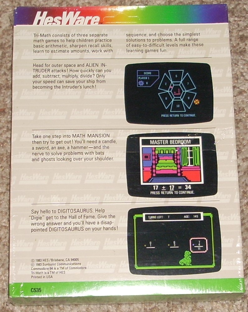 Vintage 1983 Tri-Math HesWare Commodore 64 Game Program Sealed RARE | eBay