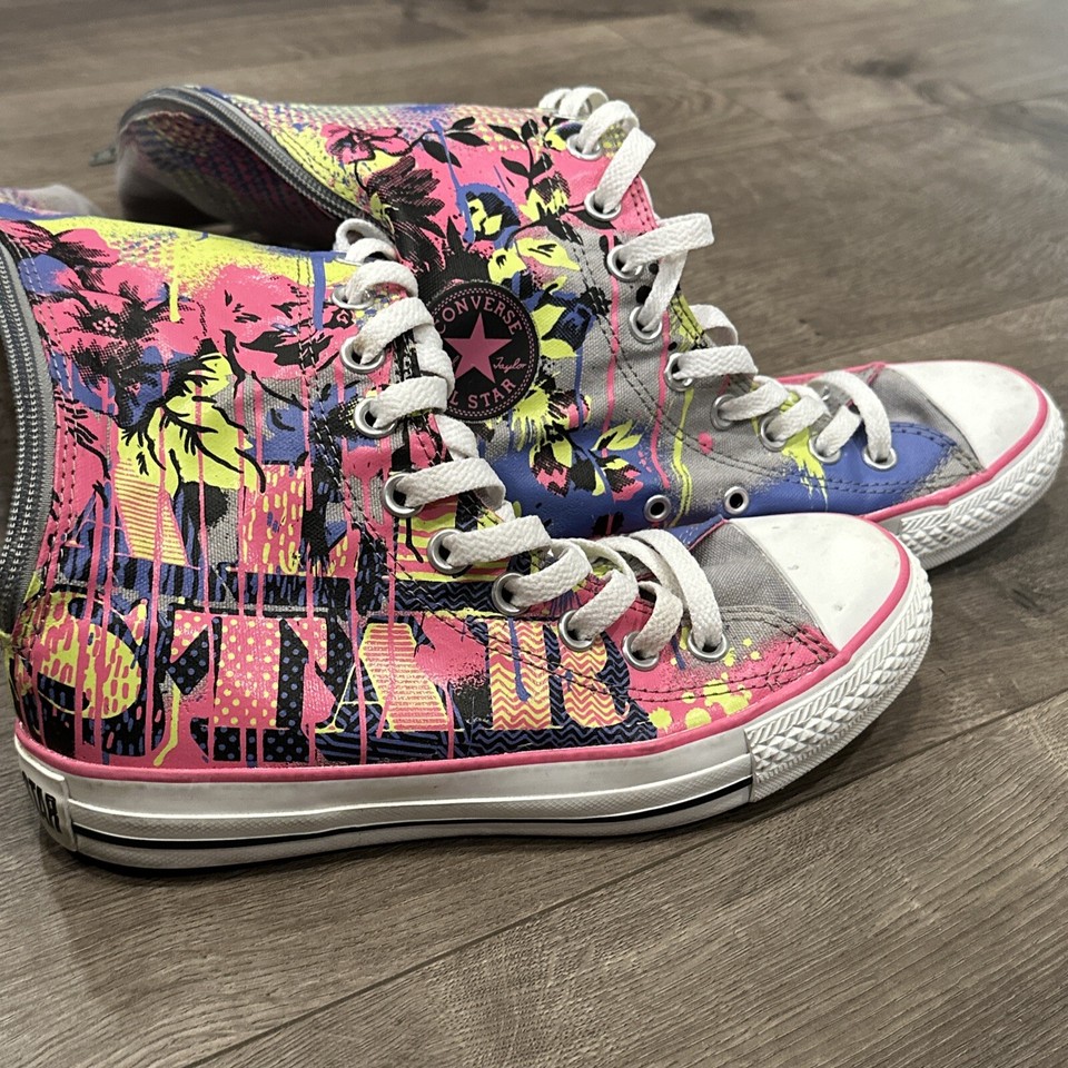 Converse Chuck Taylor All-Star Knee High Mirage Grey/Pink Zipper Lace ...