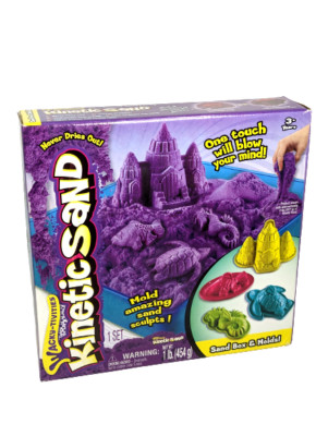 Kinetic Sand 1 lb Sandbox Set with All-Natural Easy Clean Purple Sand ...