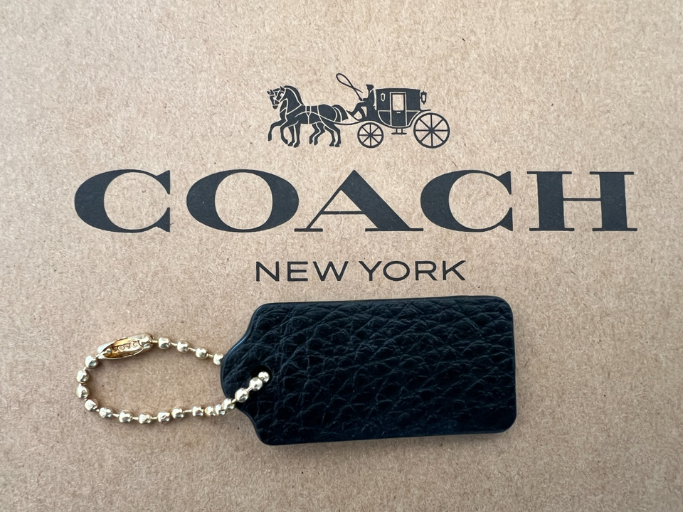 COACH Logo New York Hang Tag Charm Purse w Chain Pebble Leather 1.75 ...