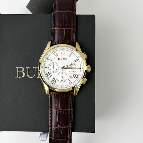 BULOVA 97B169 Wilton Men's Classic Watch Leather Strap Quartz ...