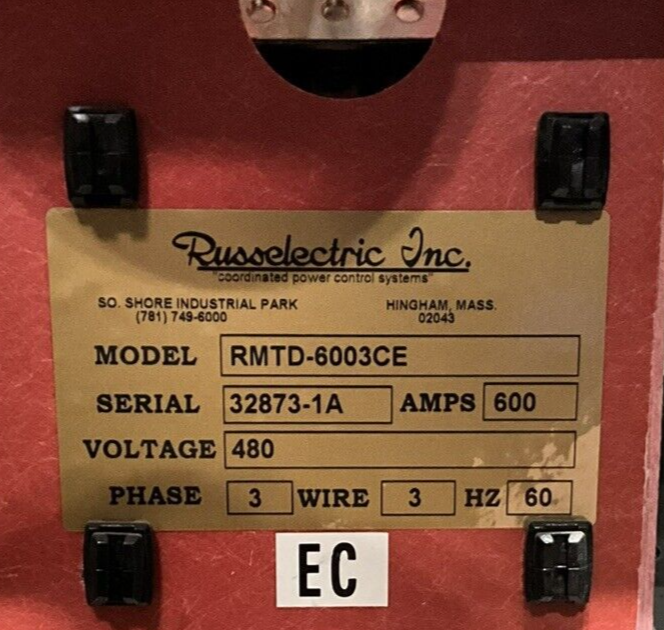 600 Amp 480V Automatic Transfer Switch Russelectric Model 2000 🟦 | eBay