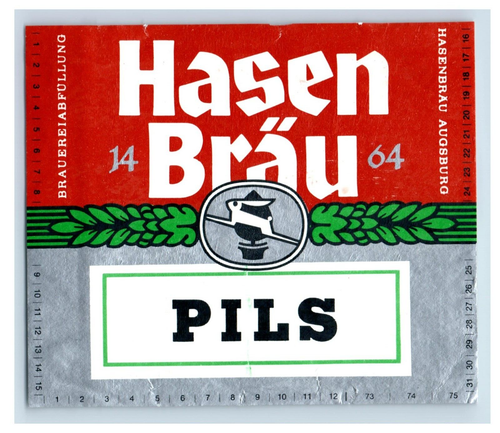 Vintage Hasen Brau Pils German Beer Label Original S38E | eBay