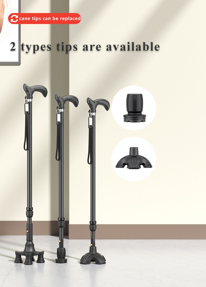 Carbon Fiber 0.5LB Ultra-Light Walking Stick Cane Adjustable Height For Seniors | eBay