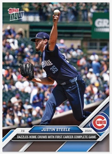 Justin Steele Complete Game 2024 MLB Topps Now Card #382 Chicago Cubs ...