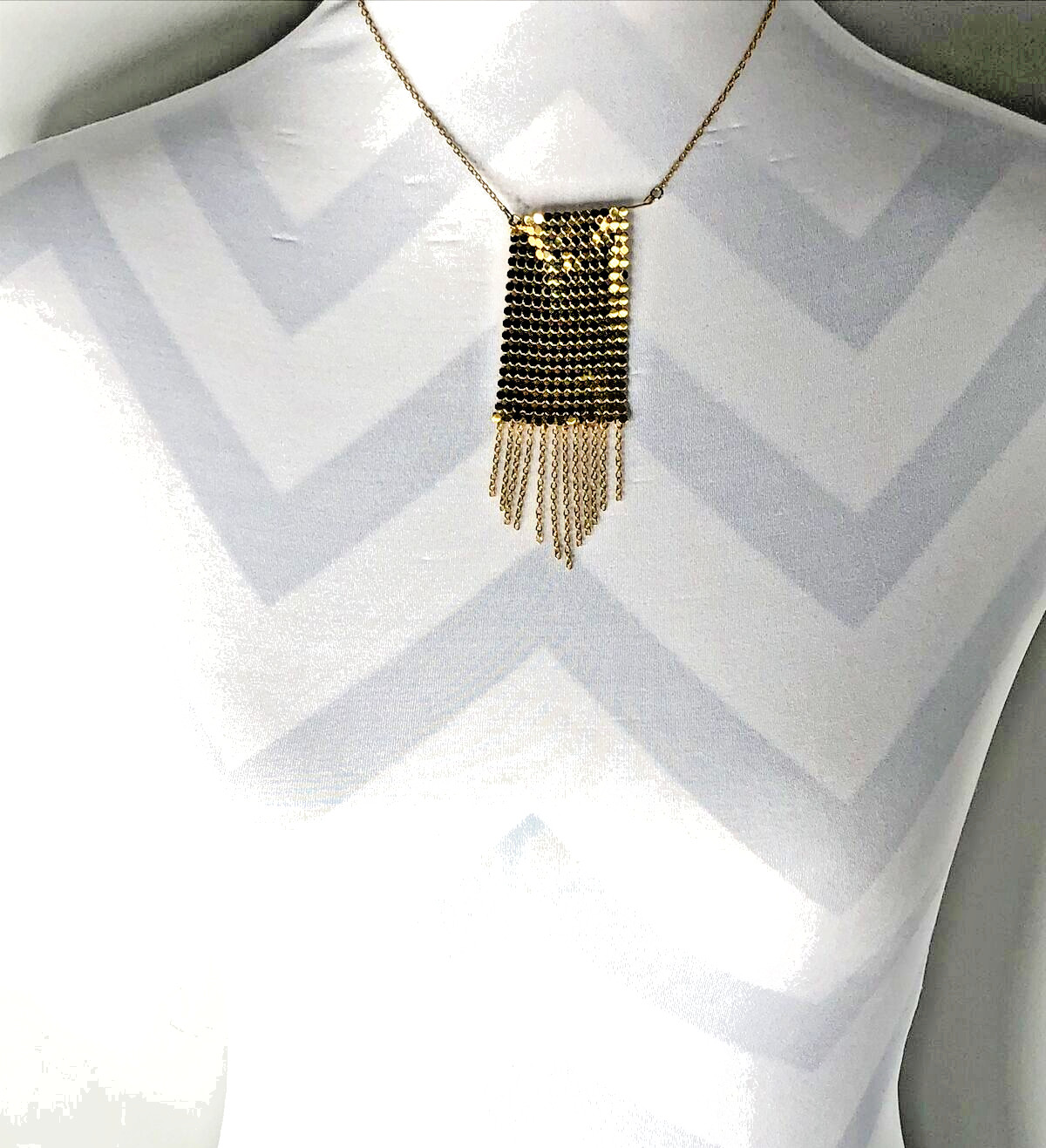 Vintage VJ Vogue Jewelry Gold Metal Mesh Chain Mail N… - Gem