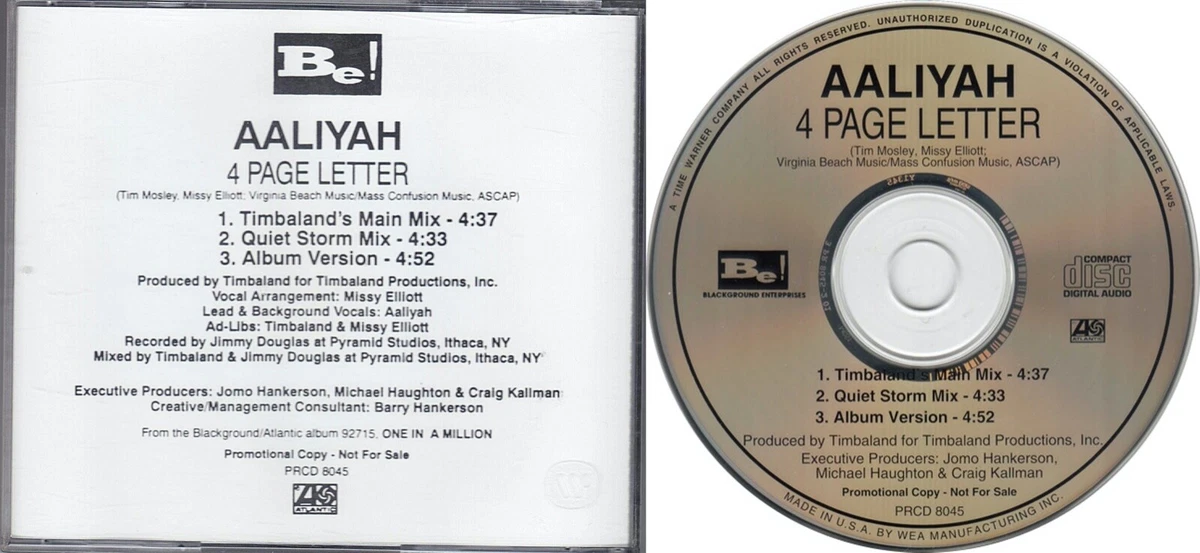 Aaliyah 4 Page Letter Single