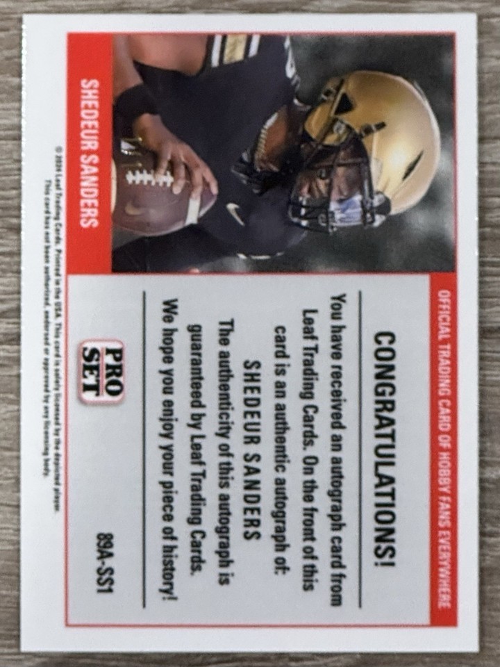 2024 Leaf Collective Shedeur Sanders 1989 Pro Gold Vinyl SuperFractor ...