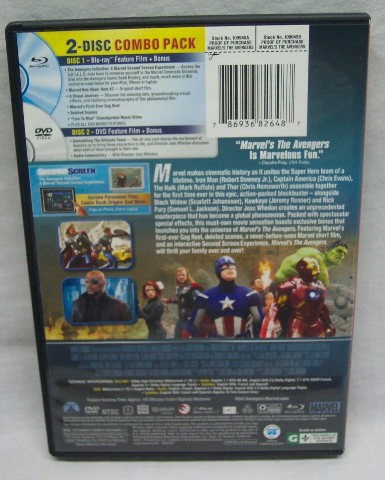 Marvel Comics THE AVENGERS BLU-RAY DVD Movie SET Original 786936826487 ...