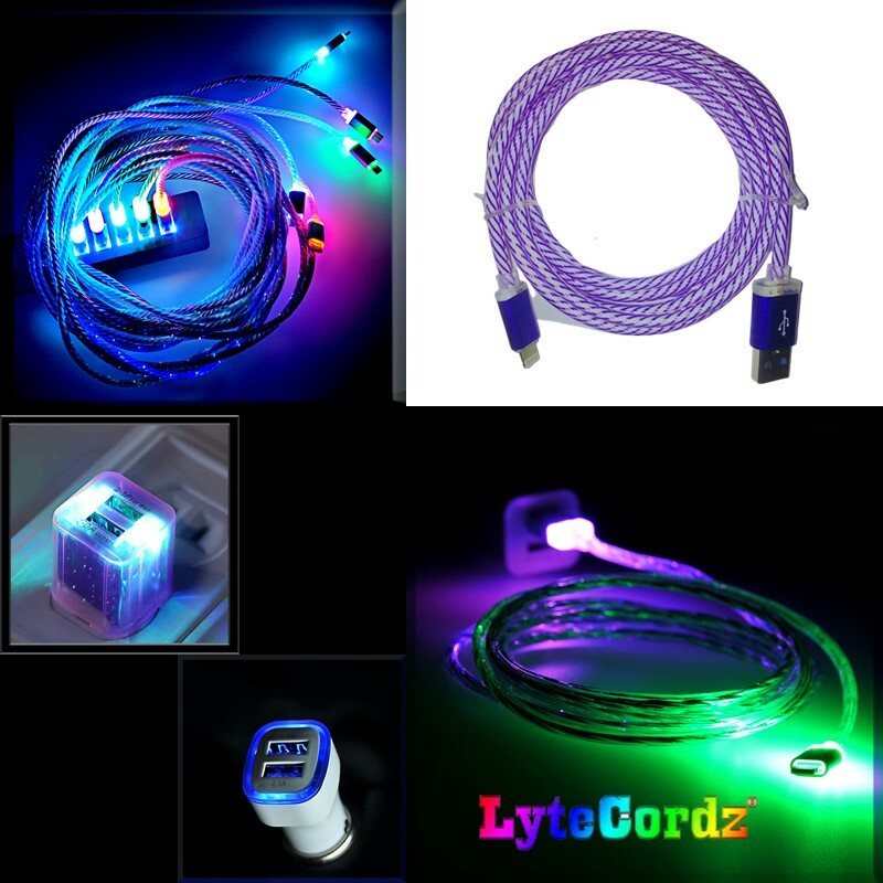 LED Light Up Multicolor Rainbow Charging Charger Cable Cord - All Phone ...