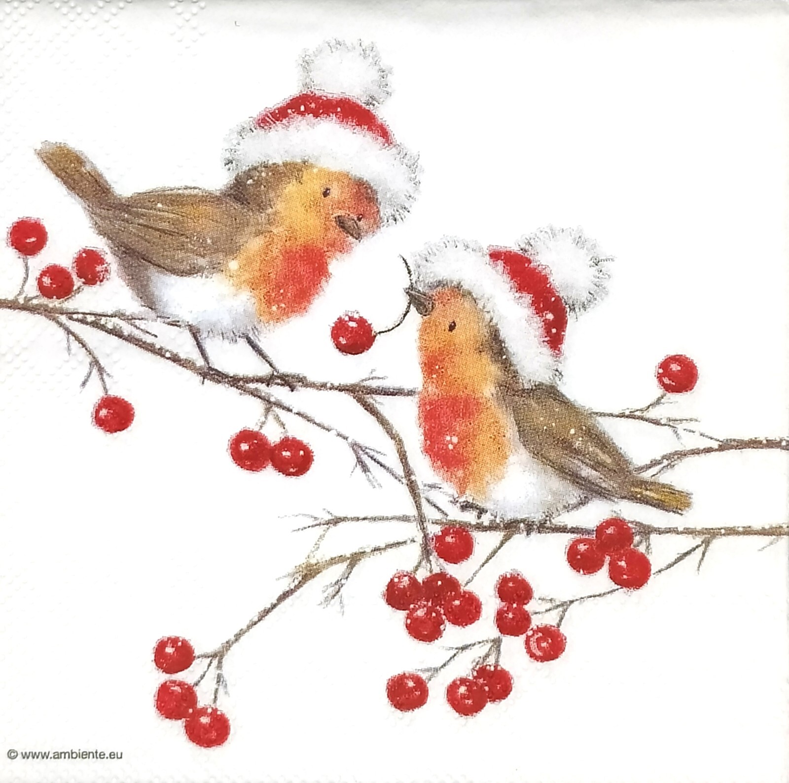 Z116# 3 x Single SMALL Paper Napkins For Decoupage Robin Bird Pair On ...