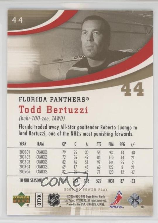 2006-07 Upper Deck Power Play Todd Bertuzzi #44 | eBay