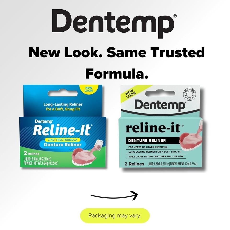2 Pack Dentemp Reline-Advanced Formula Reline It Upper & Lower Denture ...