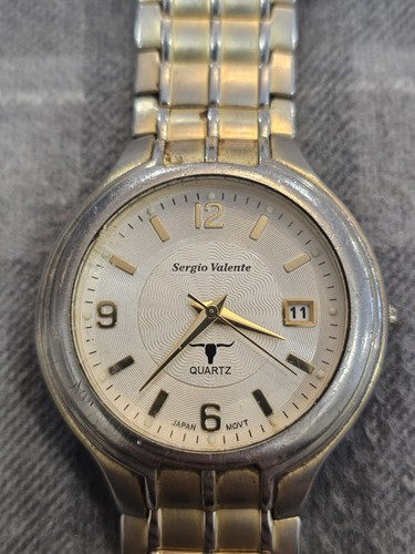 Vintage Sergio Valente Men's Gold-Toned Diamond Quartz Analog Watch ...